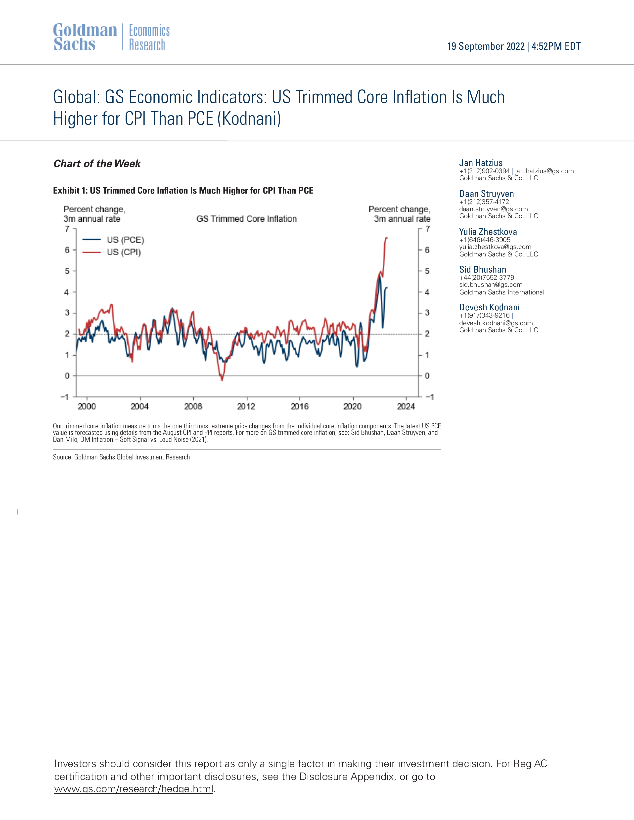 Global: GS Economic Indicators: US Trimmed Core Inflation Is Much ...